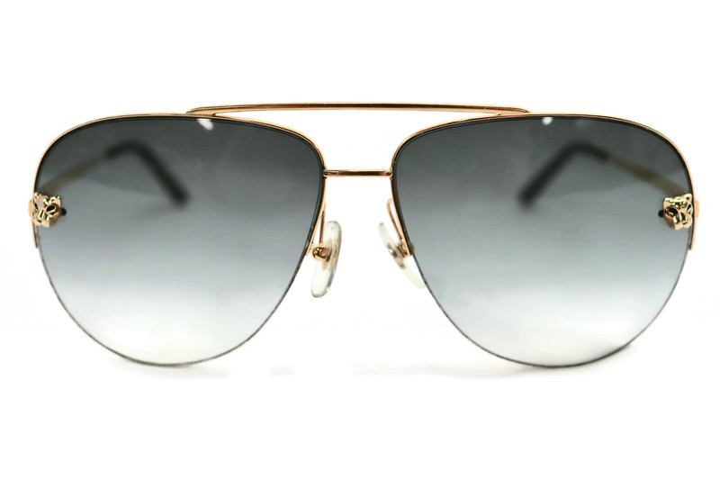 CARTIER - Gold Wire Panthere Half-Frame Aviator Sunglasses | American ...