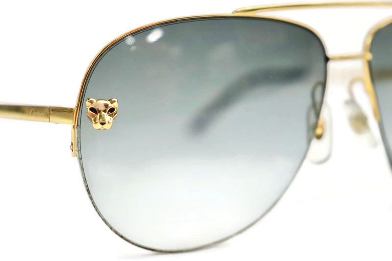 CARTIER - Gold Wire Panthere Half-Frame Aviator Sunglasses | American ...