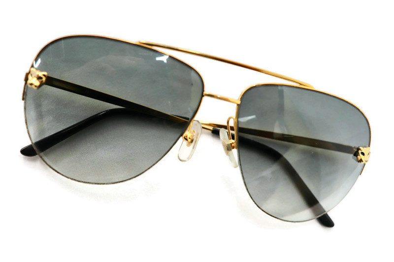CARTIER - Gold Wire Panthere Half-Frame Aviator Sunglasses | American ...