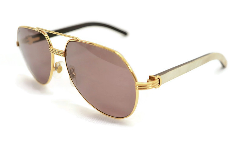 CARTIER - White Buffalo Horn & Gold Aviator Sunglasses w/Polarized ...