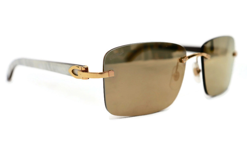 CARTIER - White Buffalo Horn Rimless Sunglasses w/Medium Dark Mirrored ...