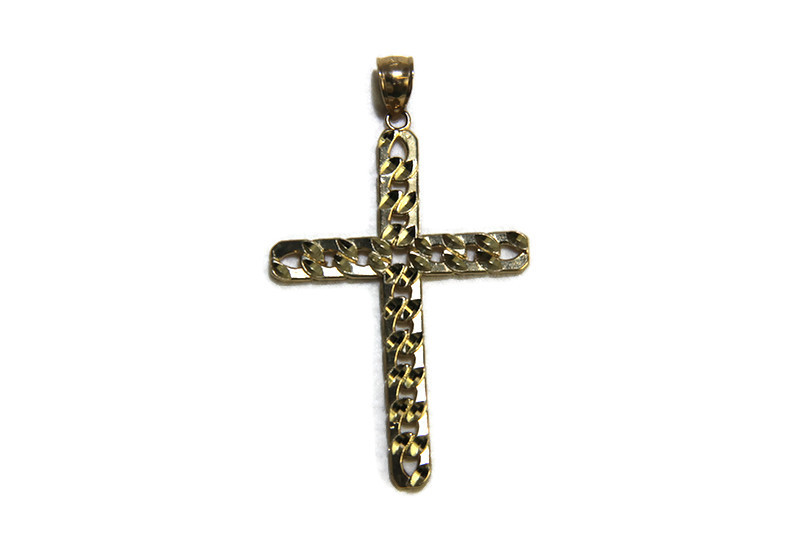 2" 10K Yellow Gold Cross Cuban Link Charm Pendent - 2.8g | American ...
