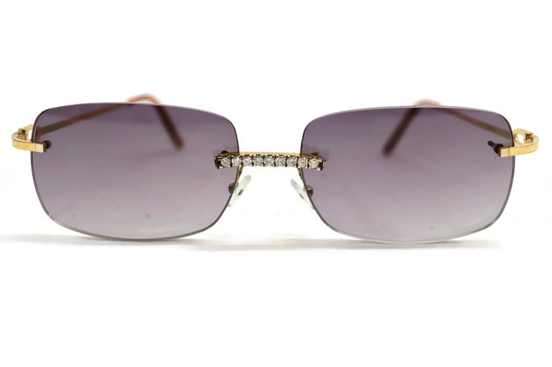 CARTIER / MICHE - Goldtone Thin Wire Frame Rimless Sunglasses w/Diamond ...