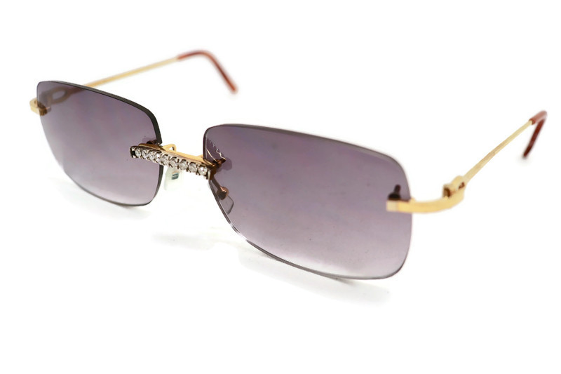 CARTIER / MICHE - Goldtone Thin Wire Frame Rimless Sunglasses w/Diamond ...