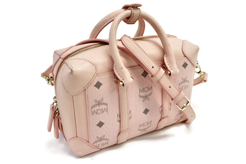 MCM - Pink Leather Small Berlin Visetos Tote w/Crossbody Strap & Dust ...