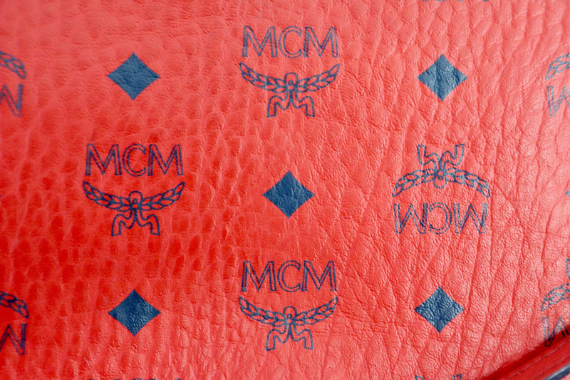 MCM - Candy Red Visetos Monogram Nappa Leather Zip Pouch w/Shoulder ...