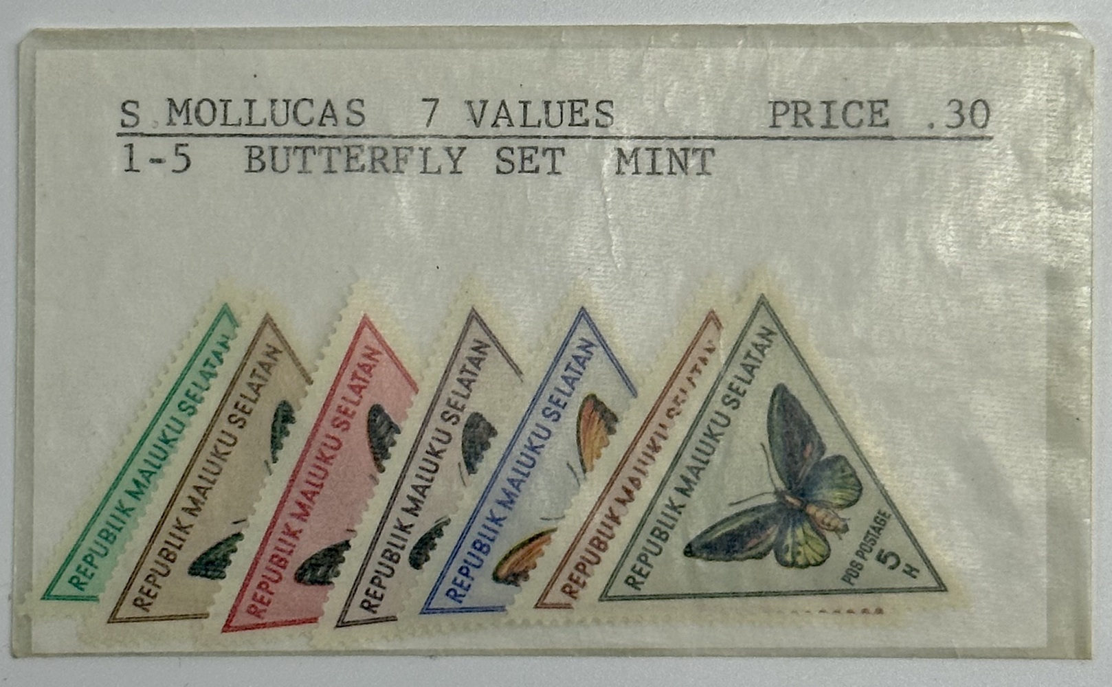 Republik Maluku Selatan 1952 Triangular Butterfly Stamps (Cinderella ...