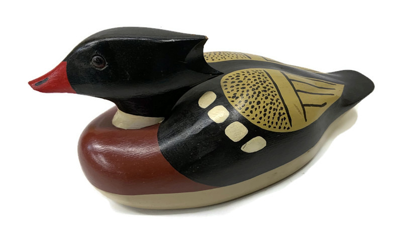 DUCK DECOY - Hand Painted Wood RED BREASTED MERGANSER - C.E. Thompson ...